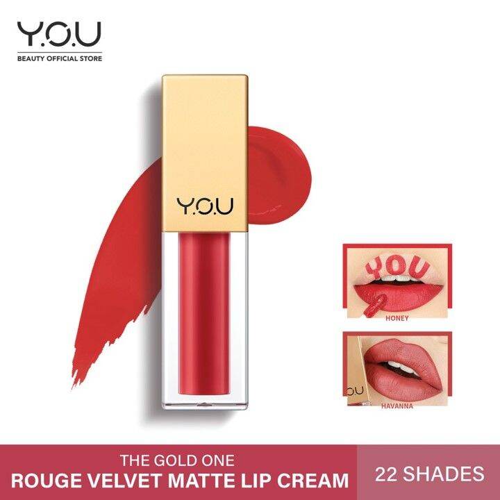 YOU Rouge Velvet Matte Lip Cream (9 สีขายดี) เนื้อเนียน บางเบา แห้งเร็ว ...
