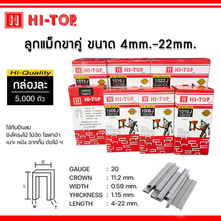 HI-TOP ลูกแม็กขาคู่ ลูกแม็ก ขาคู่ ยิงไม้ เบอร์ 1004J , 1006J , 1008J ...