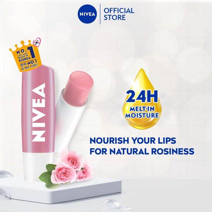 NIVEA Soft Rose Caring Lip Balm 4.8g / Lip Balm / Colored Lip Balm ...