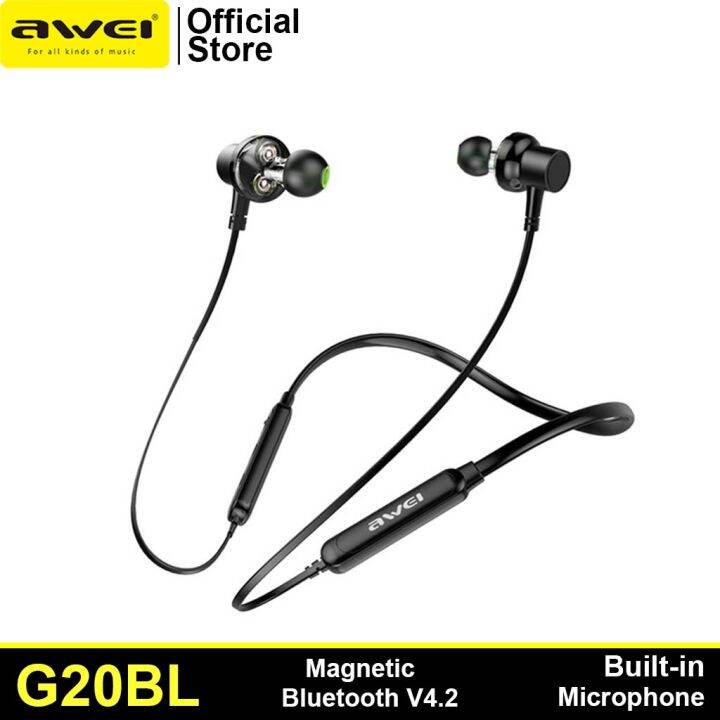 Awei G20BL Bluetooth Earphone Neckband Headphones Wireless Super Bass ...