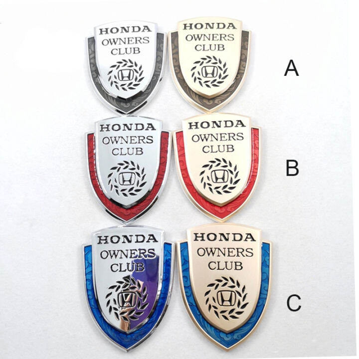 xuming 1 x New Metal HONDA Owners CLUB Car Side Rear Decorative Emblem ...
