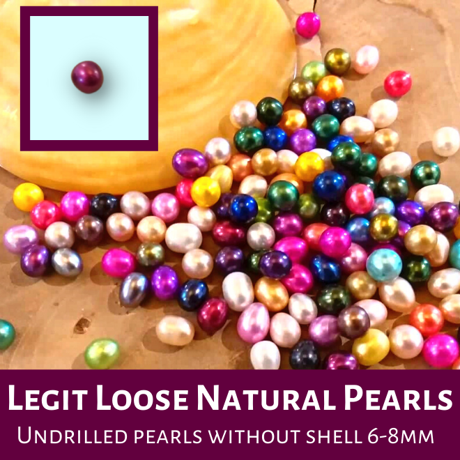 Legit Loose Natural Pearls- Undrilled (no hole) 6-8mm / Nearly Round to ...