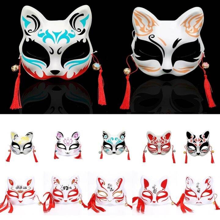 Anime Fox Mask Cosplay Costume Party Prop Hand-Painted Japanese Half ...
