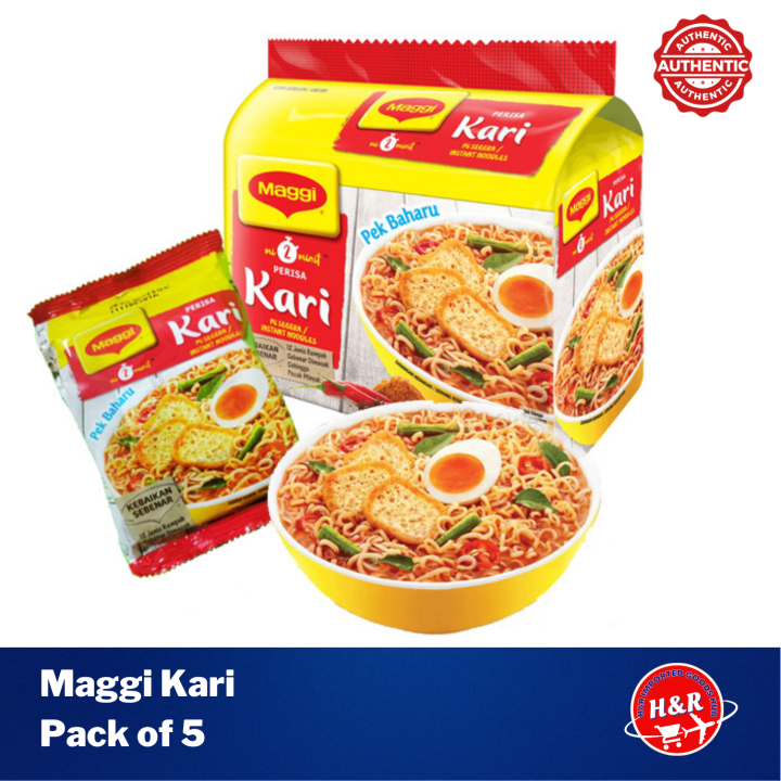 Maggi Noodles Curry Flavor Pack of 5 x 79g each Imported from Malaysia ...