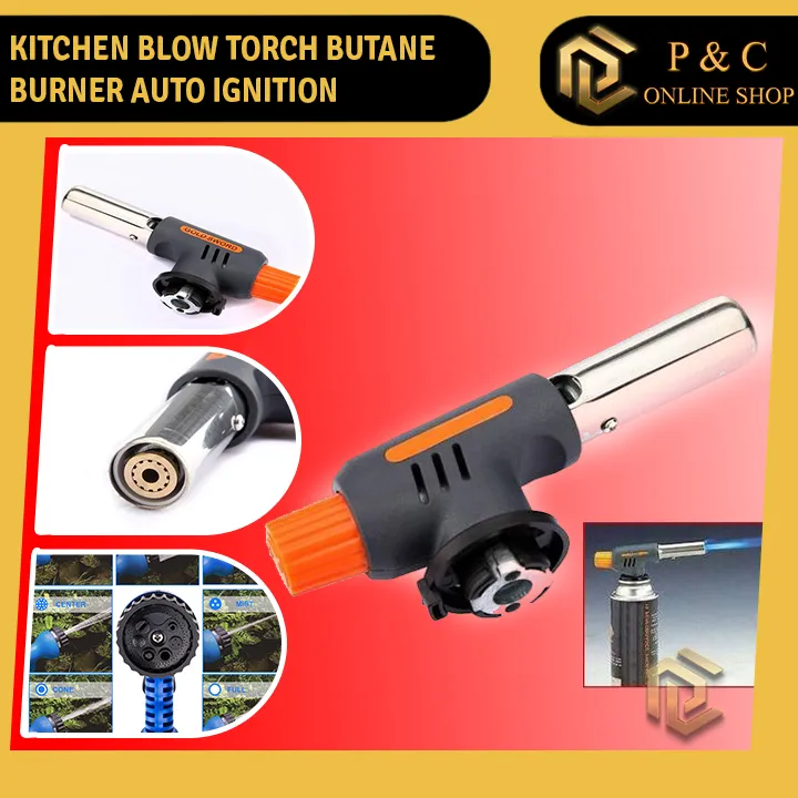 Kitchen Blow Torch Butane Burner Auto Ignition Camping Blow Jet Lighter ...