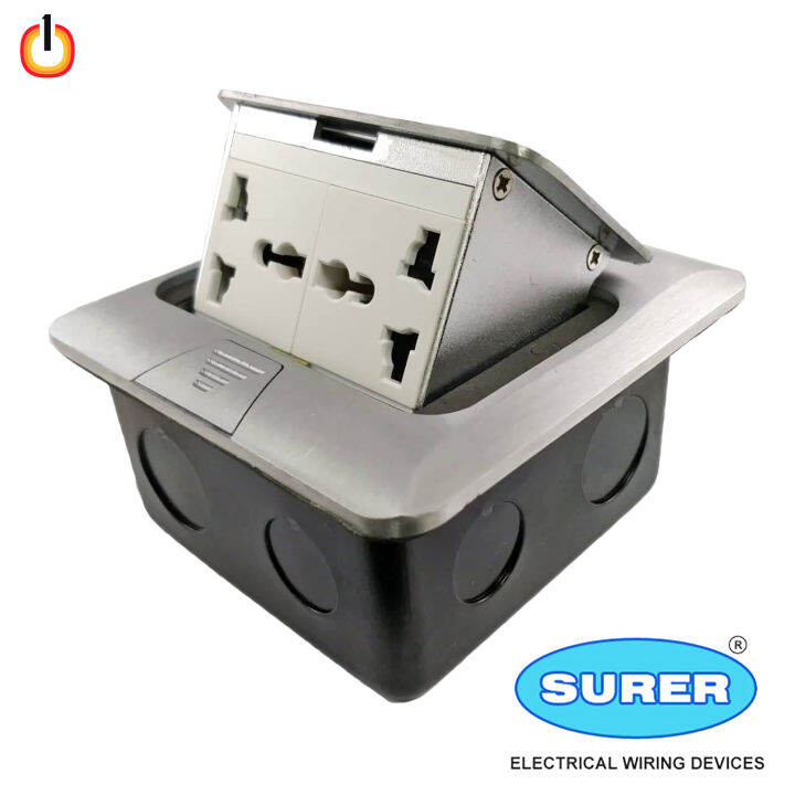 Surer 1010 2 Gang Pop-up Floor Mounted Outlet, Square Type (Aluminum ...