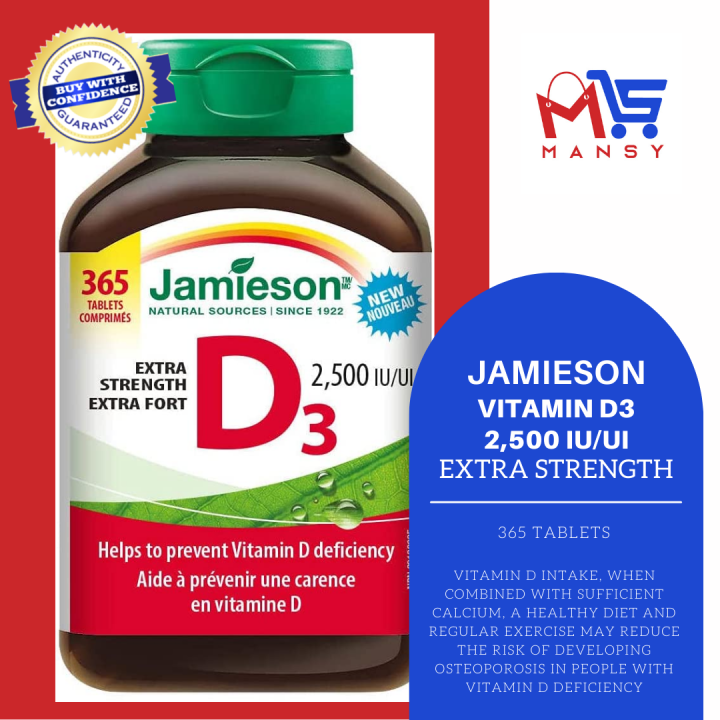 Jamieson Vitamin D3 2500 IU/UI Extra Strength 365 Tablets | Lazada PH