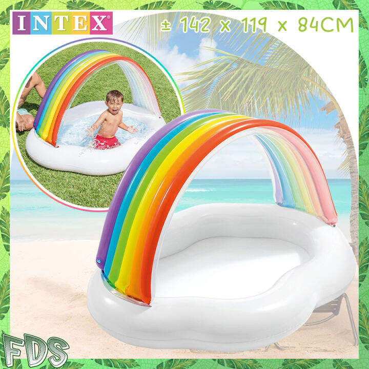 INTEX 57141 Inflatable Rainbow Cloud Baby Swimming Pool For Kids Kolam ...