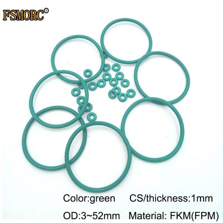 OD3mm 52mmx1mm thickness/CS Green FKM o rings Oil resistant acid and ...