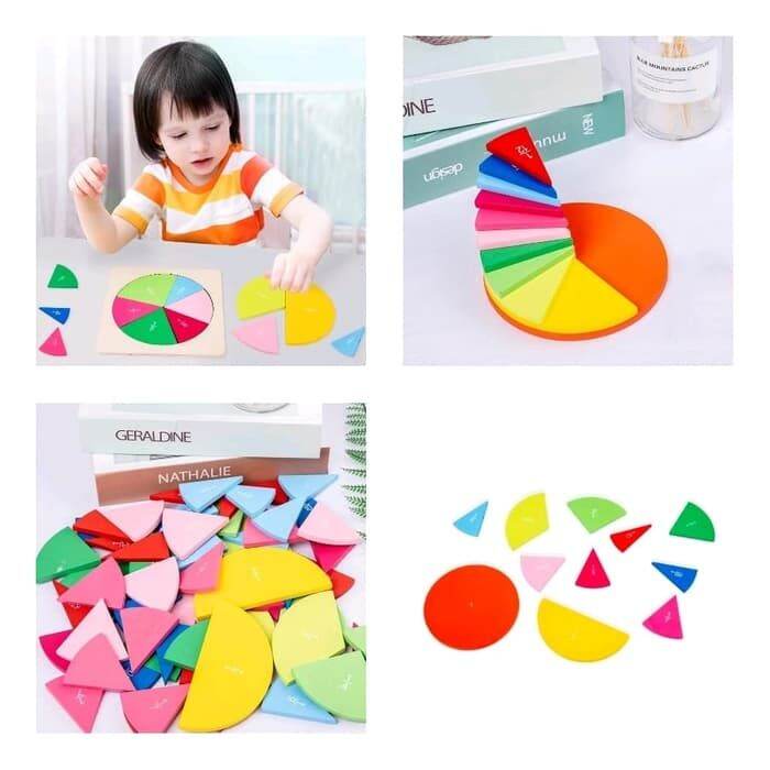 Mainan Edukasi Anak Papan Belajar Pecahan Matematika ~ FRACTION DISK ...