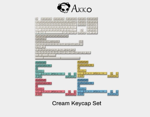 # Akko Cream Keycap Set - (MDA Profile) PBT Doubleshot 282 keys # | Lazada