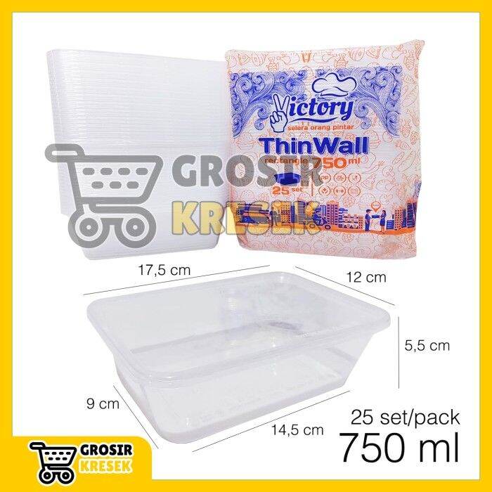 T004 Thin Wall Victory 750ml Food Container Kotak Nasi Thinwall 25pcs | Lazada Indonesia