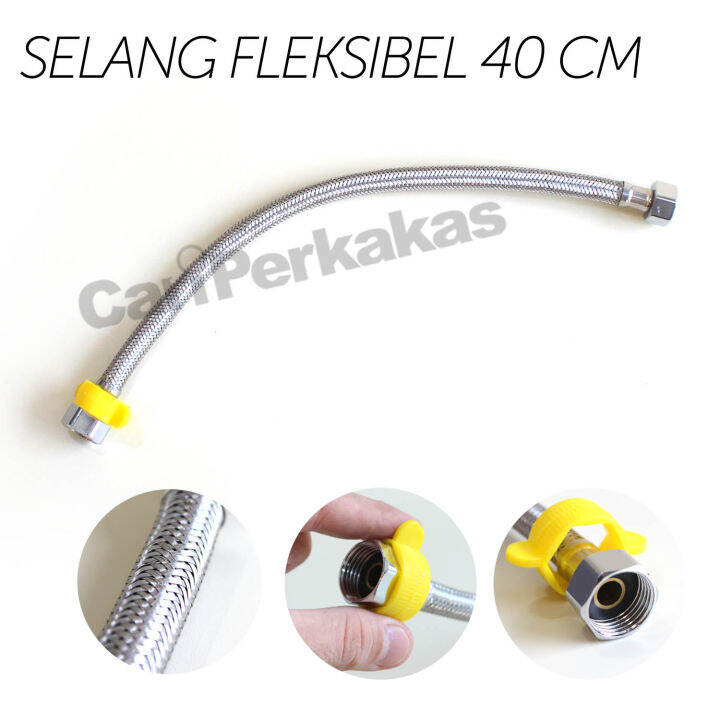 Selang Fleksibel 40 50 60 cm Anyaman Stainless Fleksible Hose Selang ...