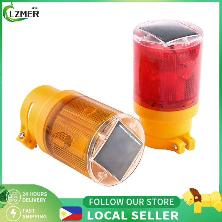 Solar Powered LED Traffic Strobe Warning Lights Flicker Beacon Road ...