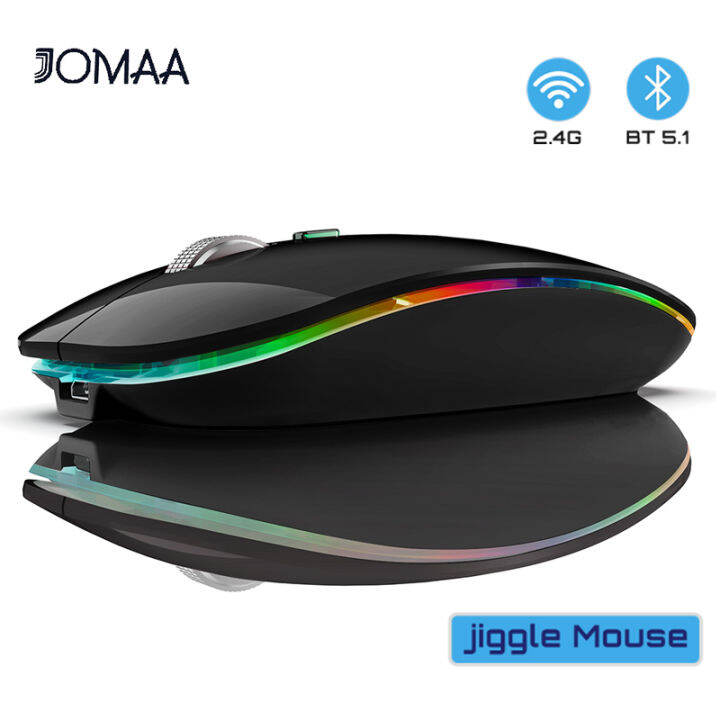 JOMAA Jiggle Mouse RGB 2.4G+Bluetooth Wireless Mouse Backlight Mouse ...
