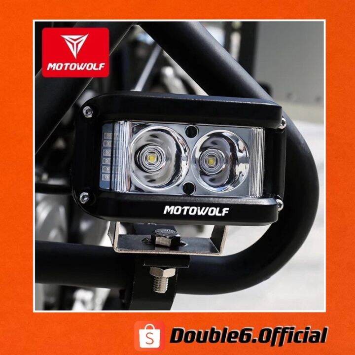 MOTOWOLF Motorcycle LED Spotlight 12V LED 6500K Flashing Red Blue ...