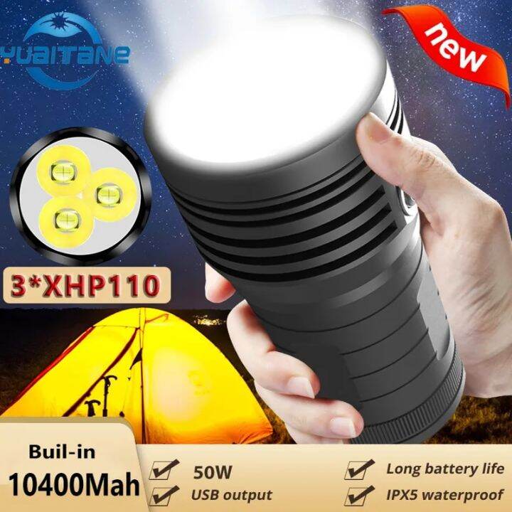 panoramic84 10400Mah ultra bright flashlight XHP110 ultra power LED ...