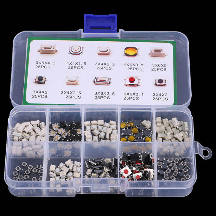 LANG 250Pcs 10 Types Tactile Push Button Switch Car Keys Button Touch ...