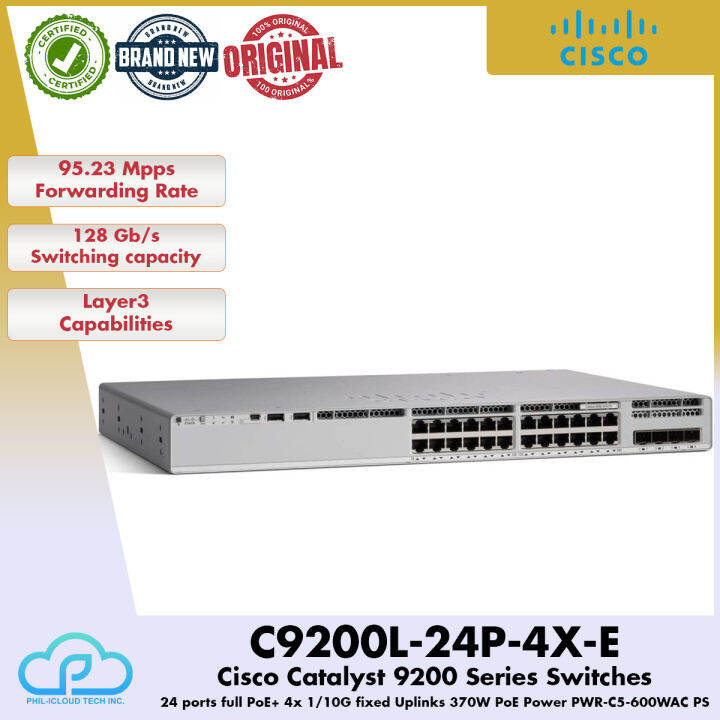 Cisco Catalyst 9200 Series Switch C9200L-24P-4X-E Networks Essentials ...