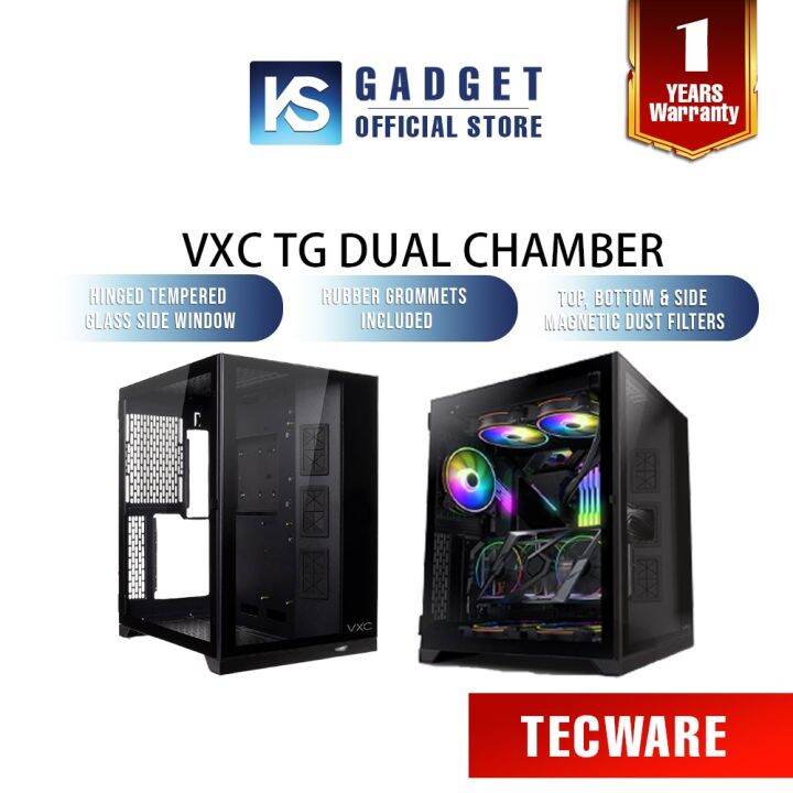 TECWARE VXC TG Dual Chamber ATX PC Case [BLACK] | Lazada