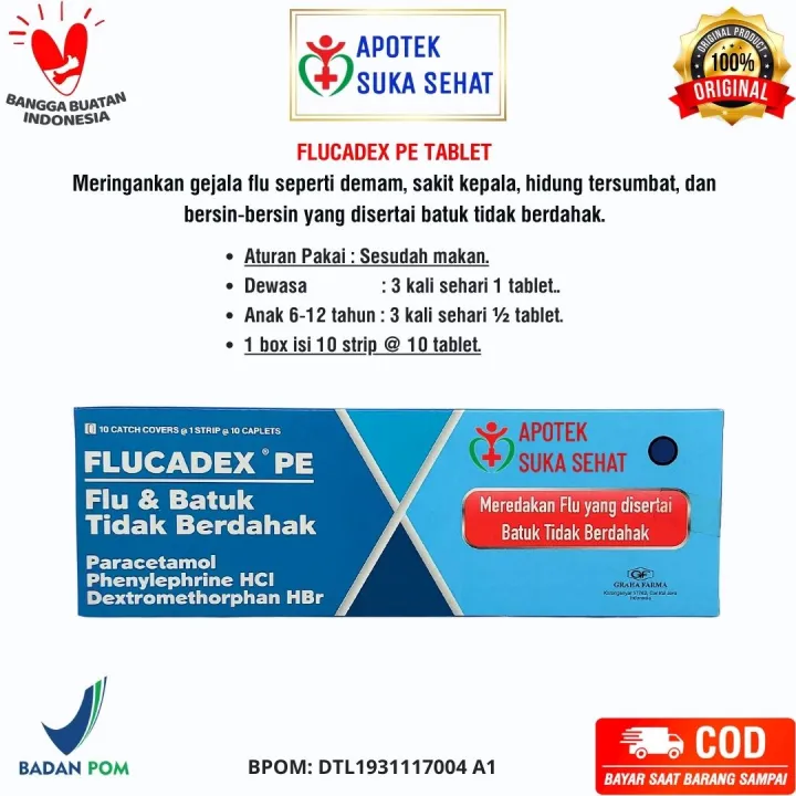FLUCADEX PE TABLET OBAT FLU BATUK TIDAK BERDAHAK ( 1 BOX ISI 10 STRIP ...