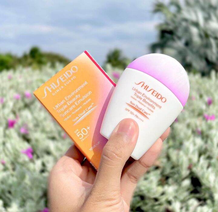 Shiseido Urban Environment Triple Beauty SunCare Emulsion SPF50+ PA++++ Tone Up | Lazada.co.th