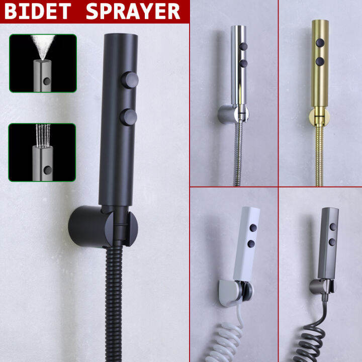 Bidet Sprayer Set 2 Functions Toilet Shattaff Brushed Gold Black Grey