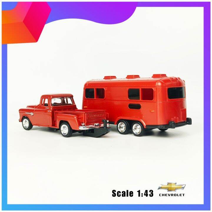โมเดลรถเหล็ก เชฟพ่วง 1955 Chevy Stepside + Camper Trailer ยี่ห้อ ...