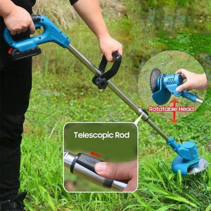 MOS Cordless Grass Trimmer Electric Lawn Mower Telescopic Multi ...