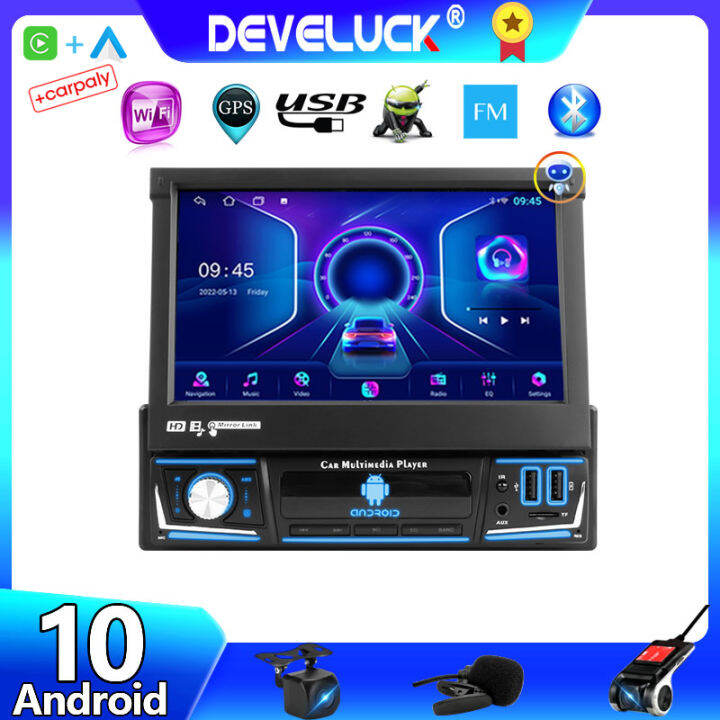 1 din Android 10 Car Radio GPS Navigation 7"; Multimedia Video Player IPS Retractable Screen ...