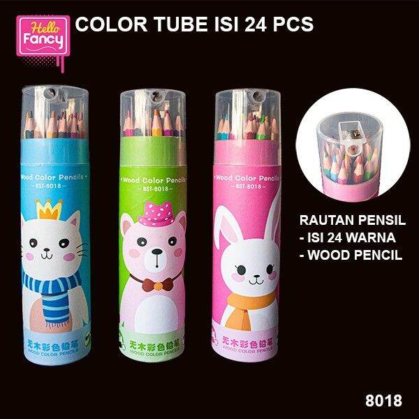 Pensil Warna Tube Squeezy 1 Set 24 Warna + Serutan / Color Pencil 24 ...