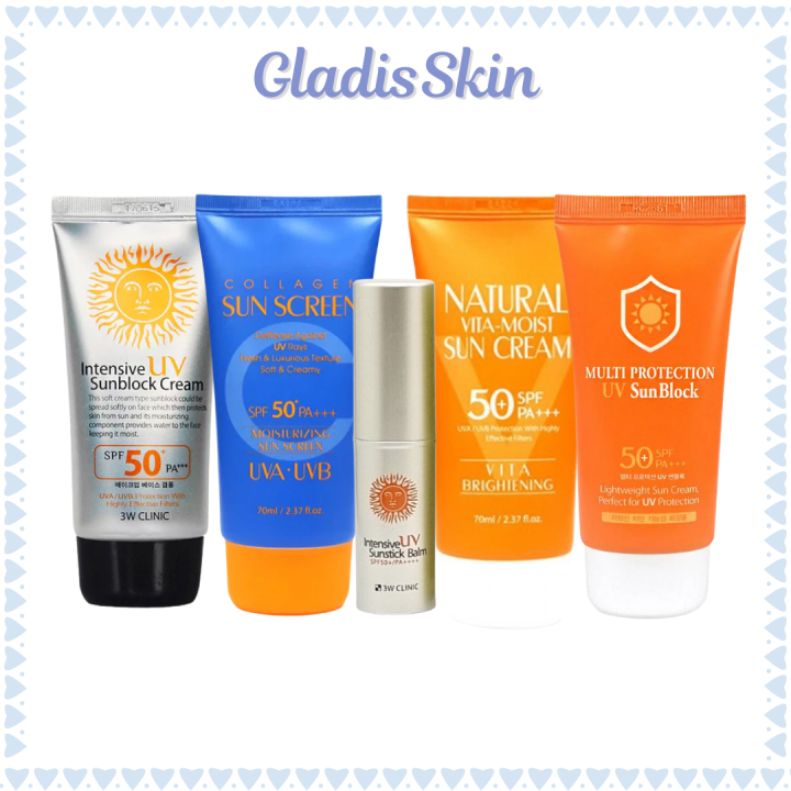 3W Clinic Intensive UV Sunblock Cream SPF50+ PA+++ 70ml / Sunstick Balm ...