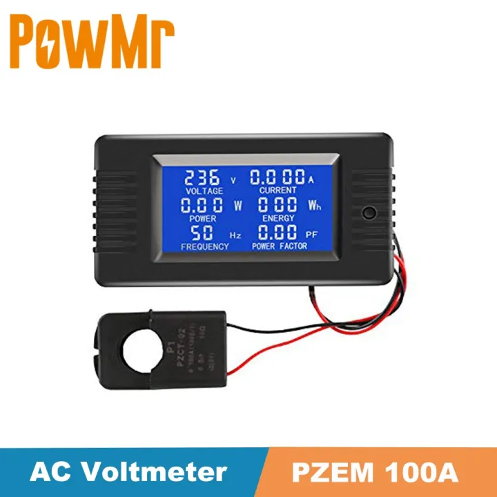 PZEM 100A 220V 6 in 1 AC Single Phase LCD Digital Current Voltmeter ...