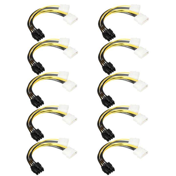 10Pieces 20cm 8Pin to Dual 4Pin Video Card Power Cord 180W Y Shape 8 ...