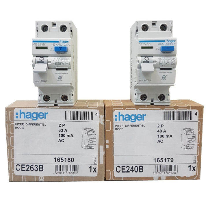 HAGER CE240B CE263B 40A 63A 2 POLE 100mA ELCB RCCB | Lazada