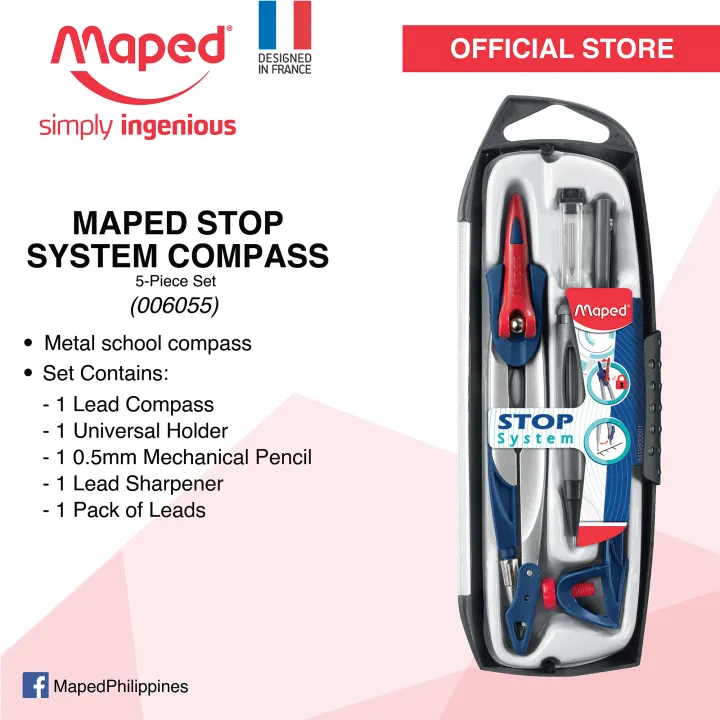 MAPED Stop System School Compass | 5-Piece Set | Metal | 196101 | Lazada PH