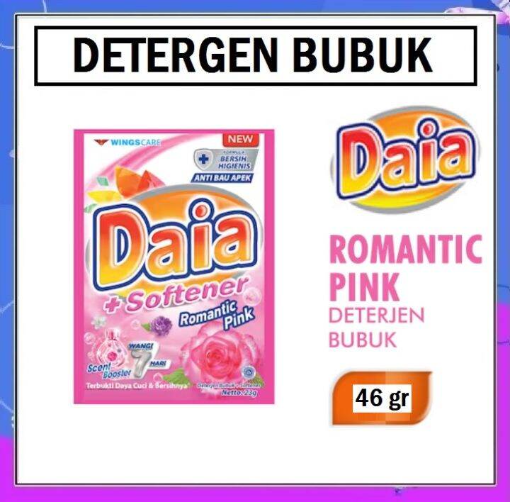 DAIA DETERJEN BUBUK + SOFTENER ROMANTIC PINK 46 gr POWDER DETERGEN | Lazada Indonesia