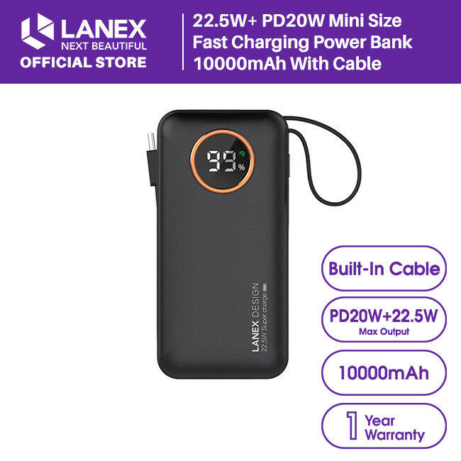 LANEX POW-N5 - 22.5W+ PD20W MINI SIZE FAST CHARGING POWER BANK 10000MAH ...