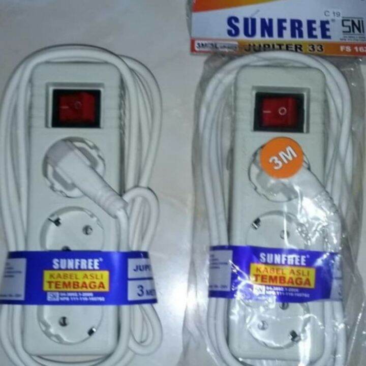 SUNFREE JUPITER STOP KONTAK TERMINAL + Kabel. 3 lubang 3 meter SNI | Lazada Indonesia