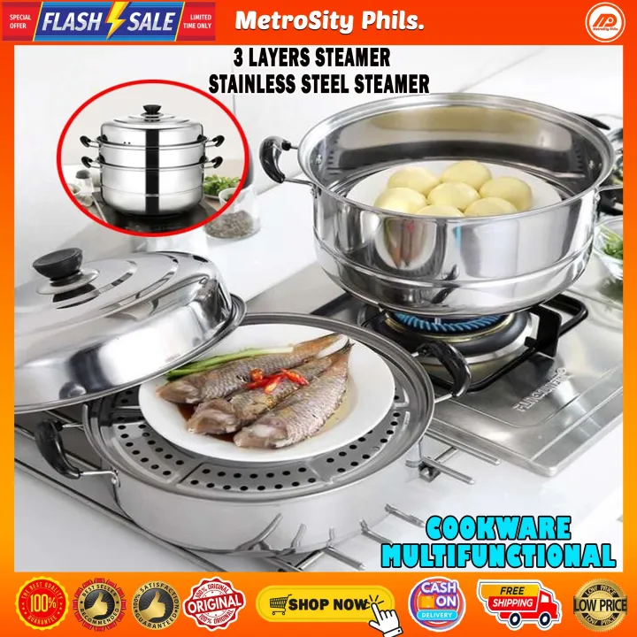 ORIGINAL 3 LAYERS STEAMER FOR PUTO 3 LAYER SIOMAI STEAMER STAINLESS ...