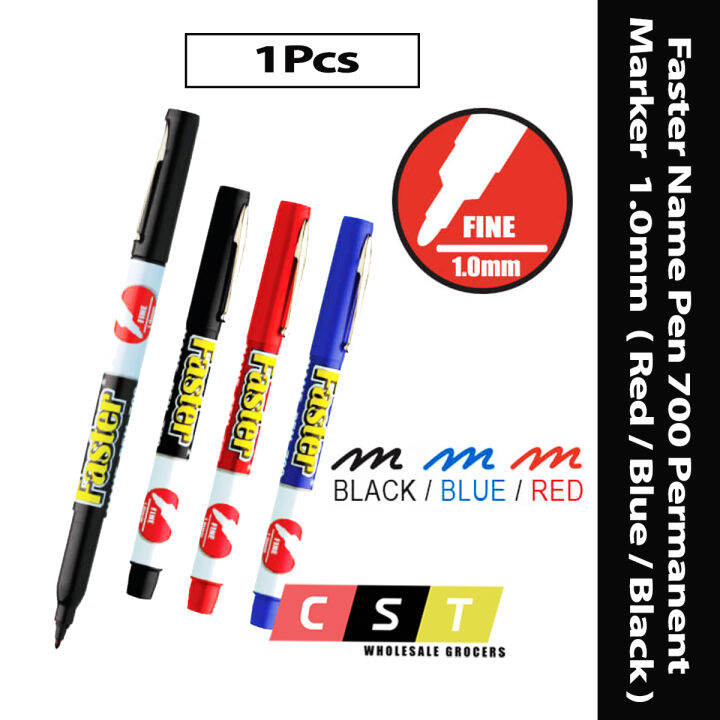 Faster Name Pen 700 Permanent Marker 1.0mm (Red/Blue/Black) [1 Pcs ...
