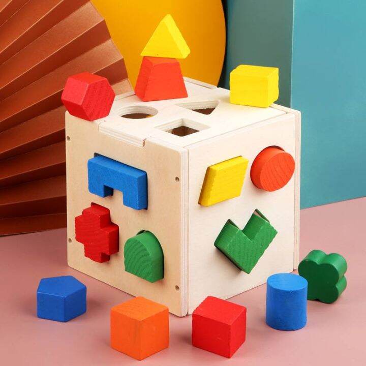 BYJ Wooden 15 Hole Shape Intelligence Box Shape Sorter Toys for Kids ...
