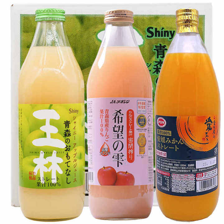[Japan Imported] POM Ehime Orange Juice / Shiny Aomori Apple Juice 1L 日本进口爱媛县产完熟100% ...