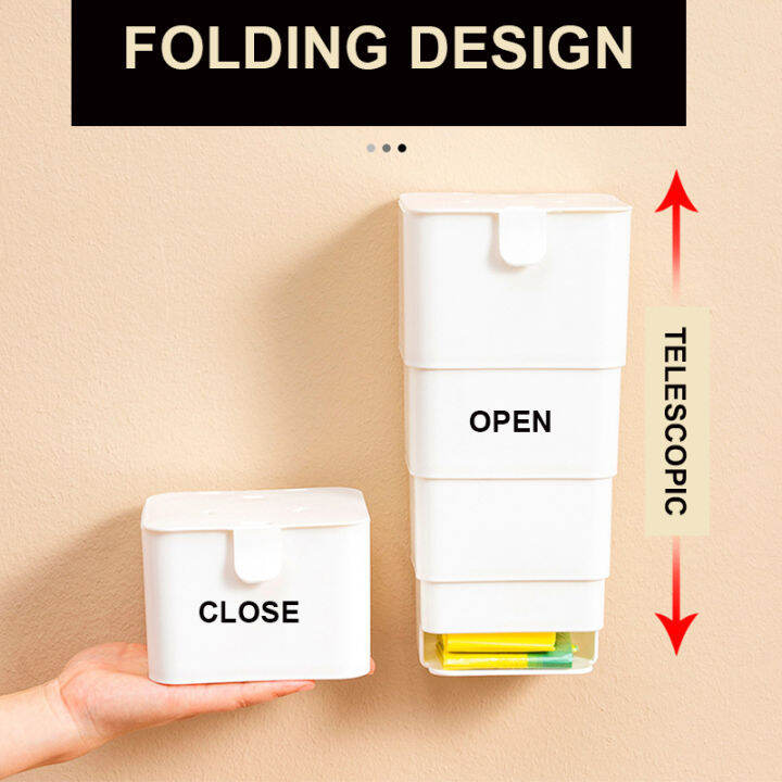 Fold Wall Mounted Plastic Bag Holder Trash Bag Dispenser Plastic ...