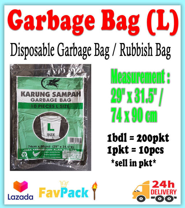 Garbage Bag (29" x 31.5") / 74x90cm Sedang Plastik Bag Sampah ...