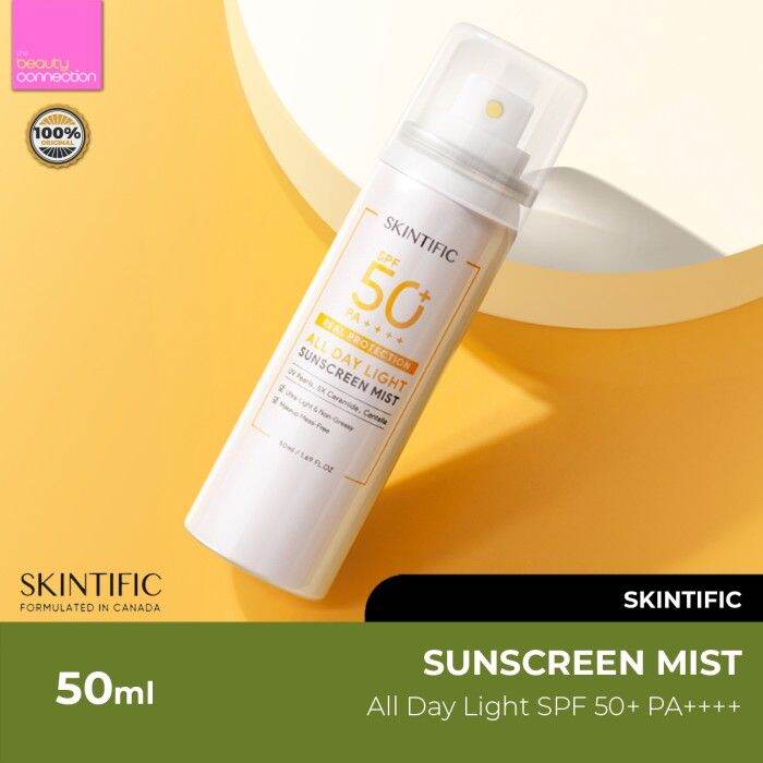 SKINTIFIC All Day Light Sunscreen Mist SPF50 PA+++ Anti UV/Body Spray | Lazada Indonesia