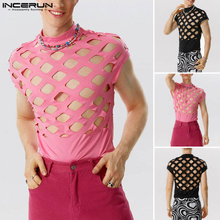 Beehoo เสื้อสวมหัวบอดี้สูทคอสูงกลวงออกแฟชั่นของผู้ชาย (สไตล์ตะวันตก ...