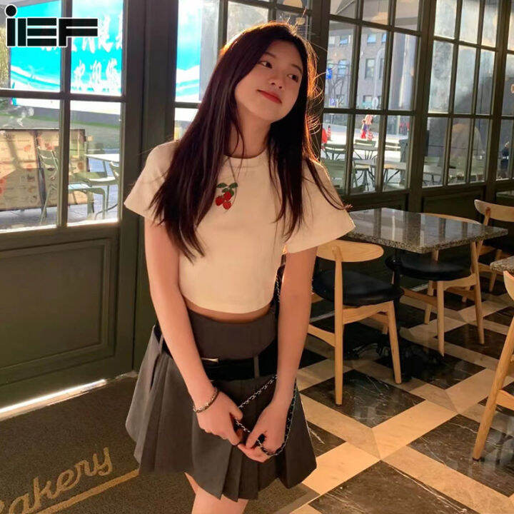 เสื้อยืดแขนสั้น IEF พิมพ์ลายคอกลมแฟชั่นของผู้หญิง | Lazada.co.th