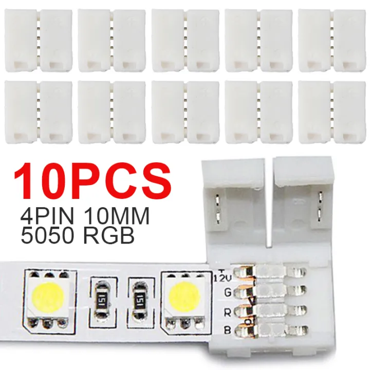 10Pcs 4 Pin LED Strip Light Straight Connectors 10mm 5050 RGB ...