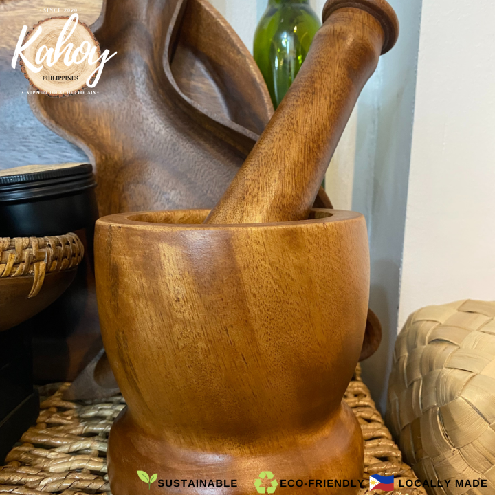 KAHOY Acacia wooden mortar and pestle/ Wooden Almires | Lazada PH
